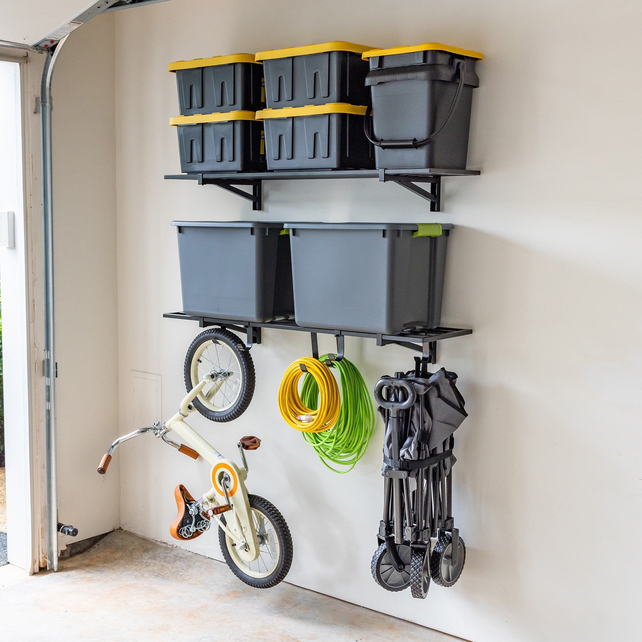 Heavy Duty Garage Shelving with Hooks Garage Organization 2 Pack Black Steel StoreYourBoard