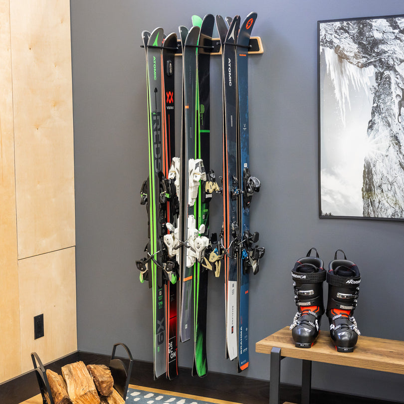 Heavy-Duty Ski Storage Rack: Holds 6 Pairs, Steel & Wood Construction ...