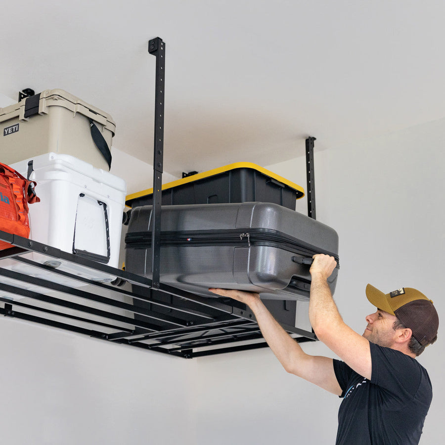 4x8 Overhead Garage Storage with Hooks | Ceiling Storage – StoreYourBoard