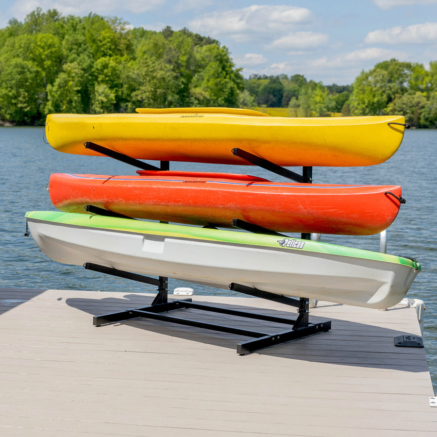 Freestanding 3 Level Kayak Storage Rack, Outdoor & Garage Kayak ...