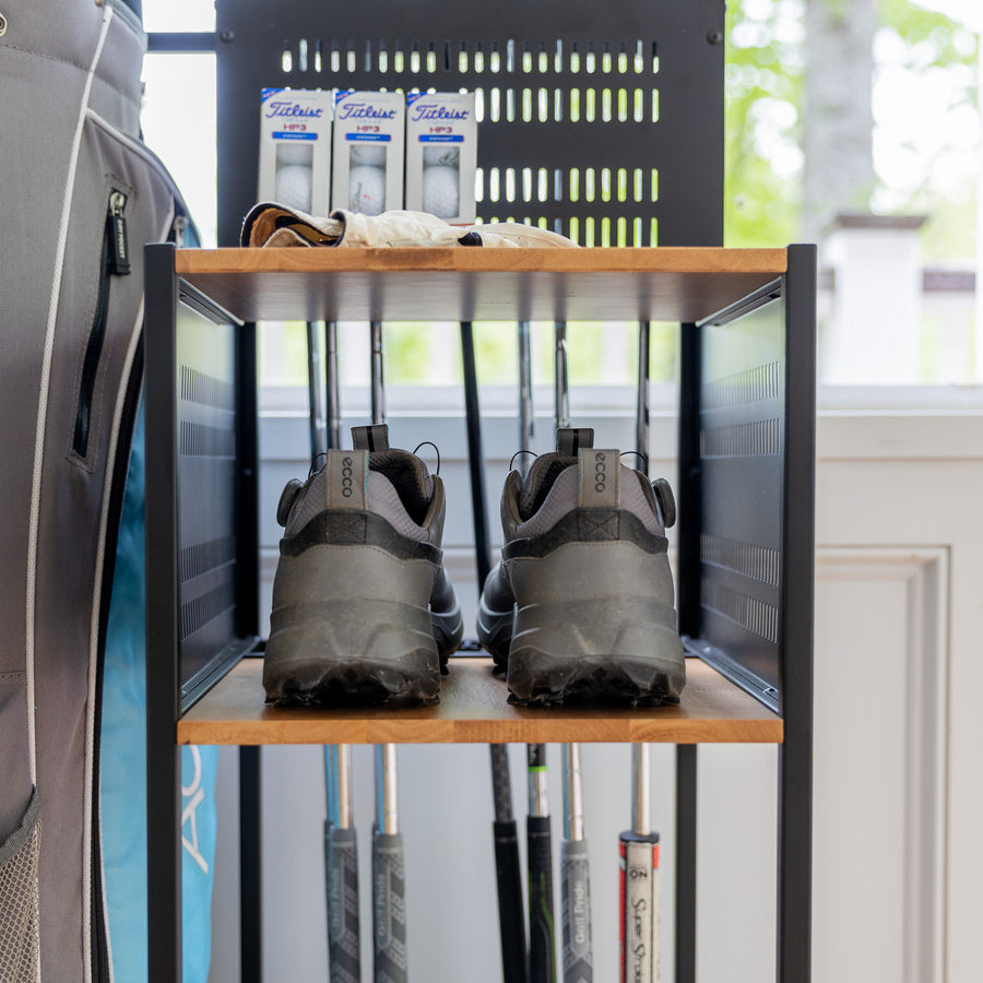 Teal Triangle Freestanding Golf Bag Club Organizer | Garage Storage ...
