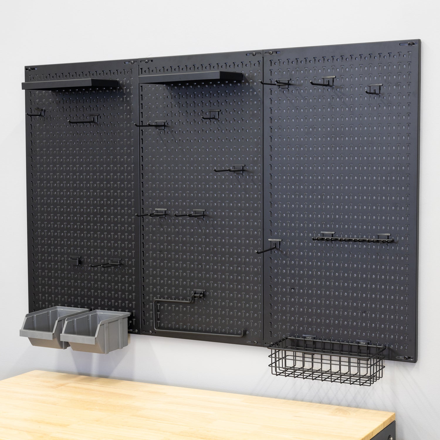 Industrial-Grade Pegboard Tool Storage System with 3 Panels and 14 ...