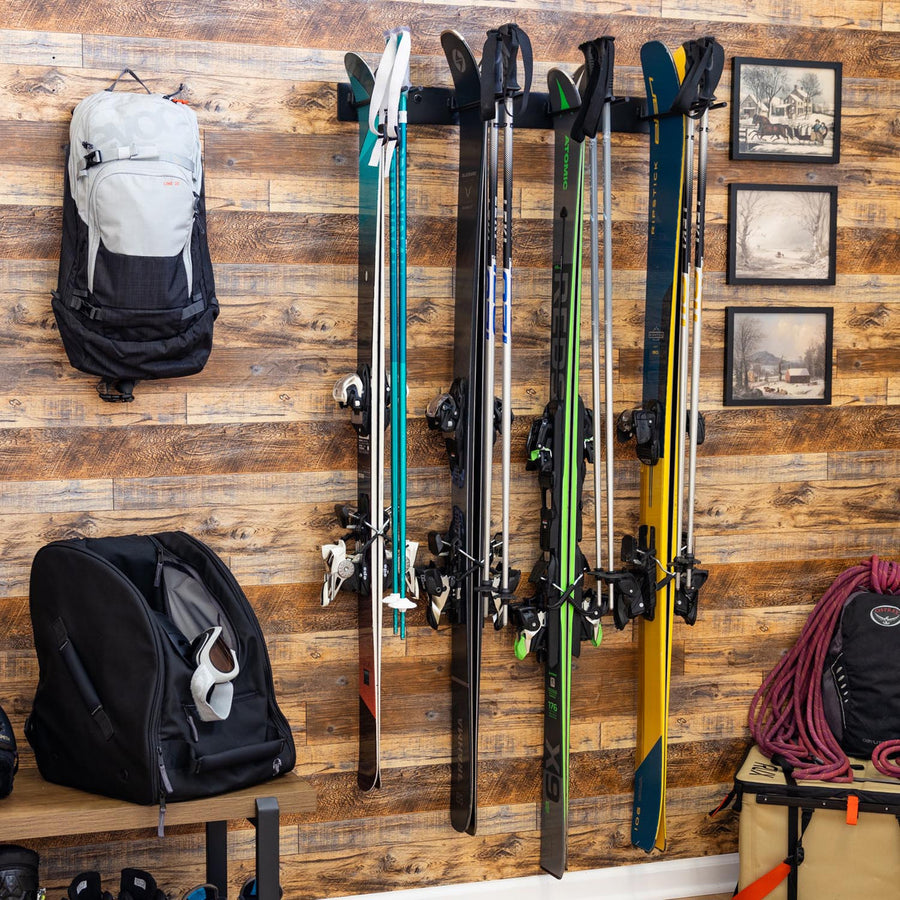 Ski Storage Rack | Garage Wall Mount | Holds up to 8 Pairs of Skis ...