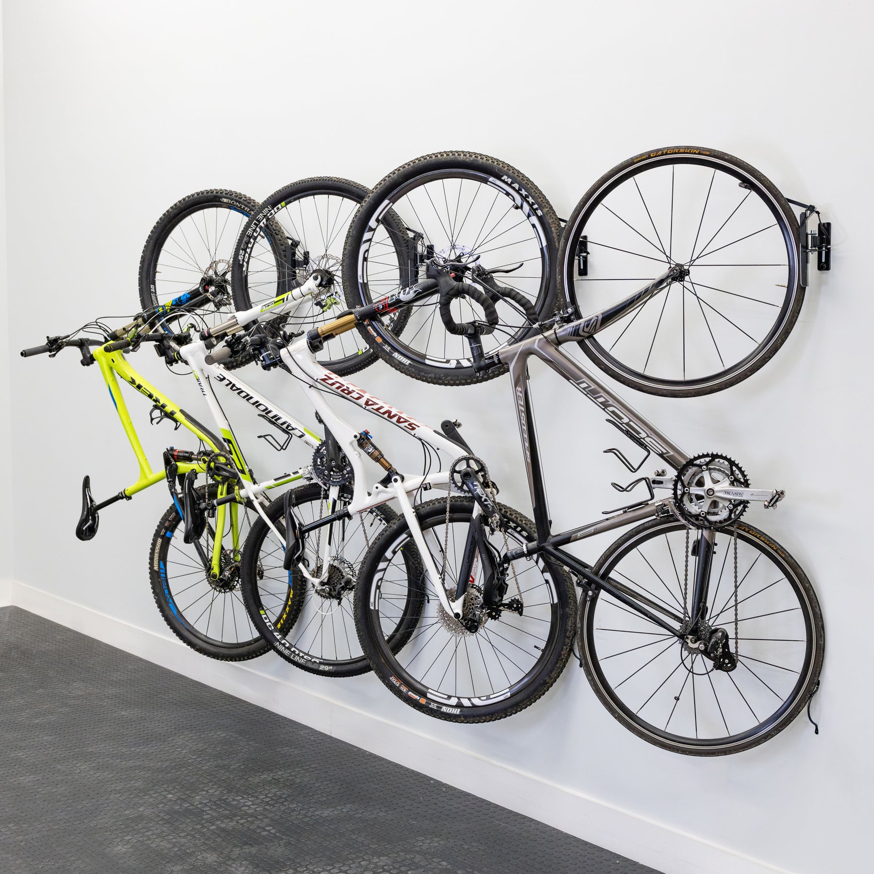 Swivel Mount Bike Storage Rack | 4 Bicycle | Garage Wall Hook | Deep W ...