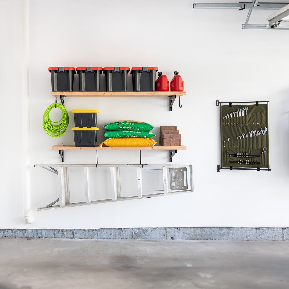 1' x 4' DIY Wall Shelves, Heavy-Duty Wall Mount Brackets for Workshop ...