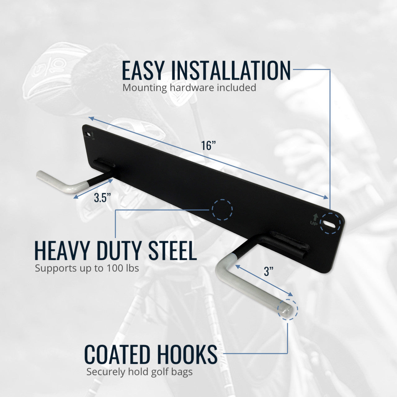 BLAT Golf 2 Bag Wall Rack | Garage & Home Organizer | Heavy-Duty ...