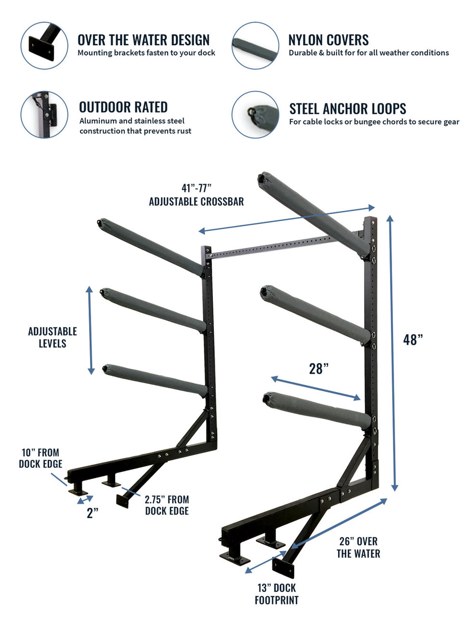 Over The Water Kayak Storage, Outdoor Kayak Rack for Docks, Attaches to ...