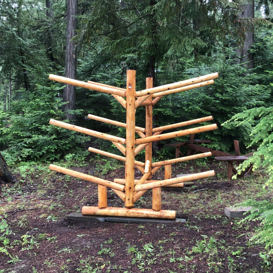 American Cedar Wood Log Kayak Rack, Rustic Kayak Storage, Outdoor ...