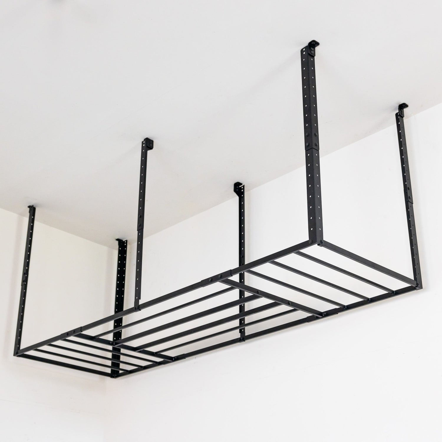 Overhead Ceiling Shelf, 6 Heavy-Duty Hooks for Bike, Garage Storage ...