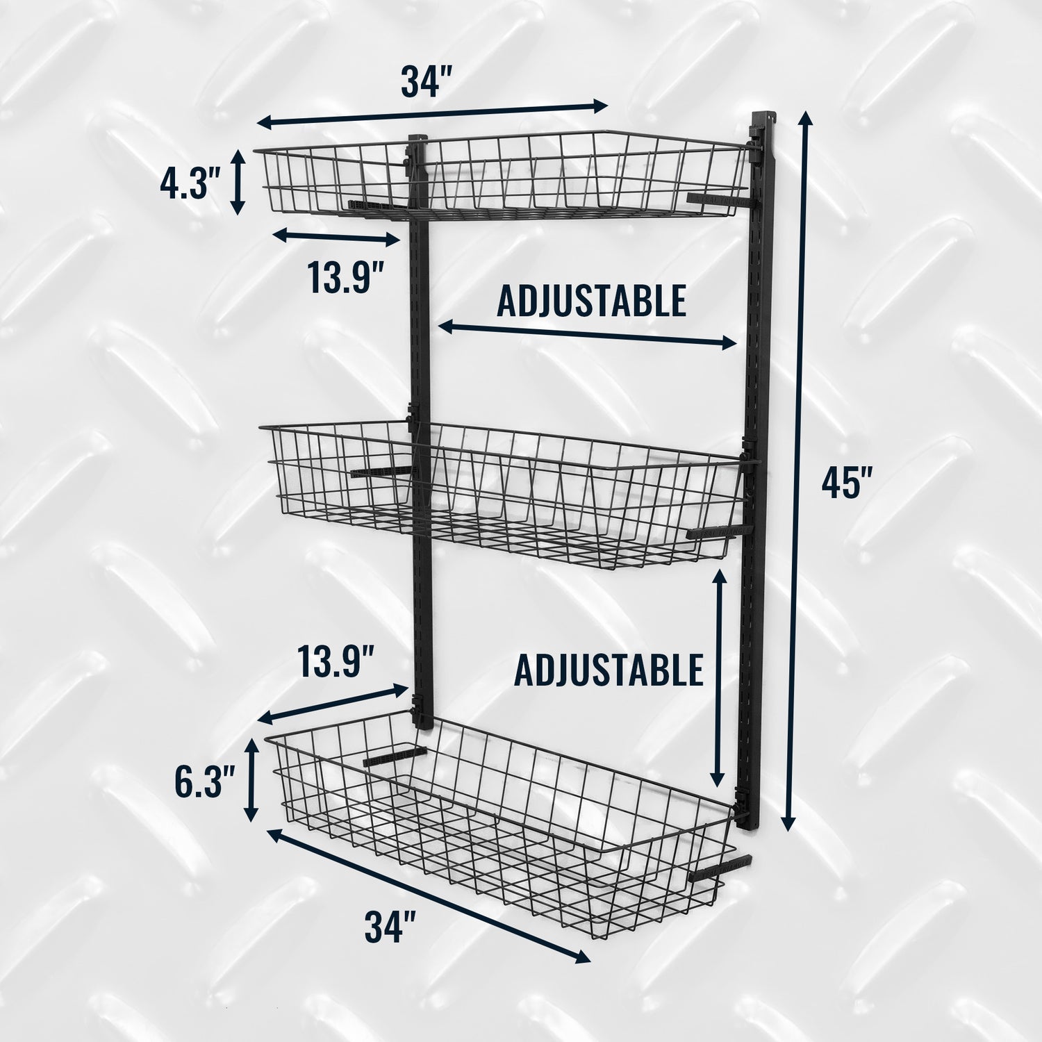 Heavy-Duty Steel Large Basket Wall Mount Bin Organizer for Garage ...