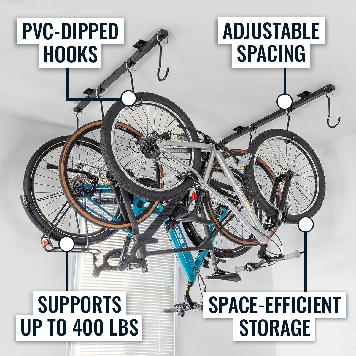 Ceiling Bike Rack, Overhead Garage Bike Hanger, Heavy-Duty Mountain ...