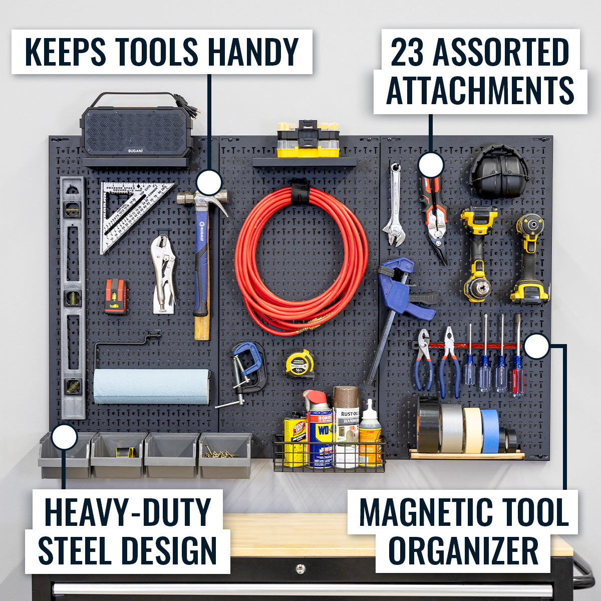 51" x 32" Pristine PRO Pegboard | 23 Attachments – StoreYourBoard