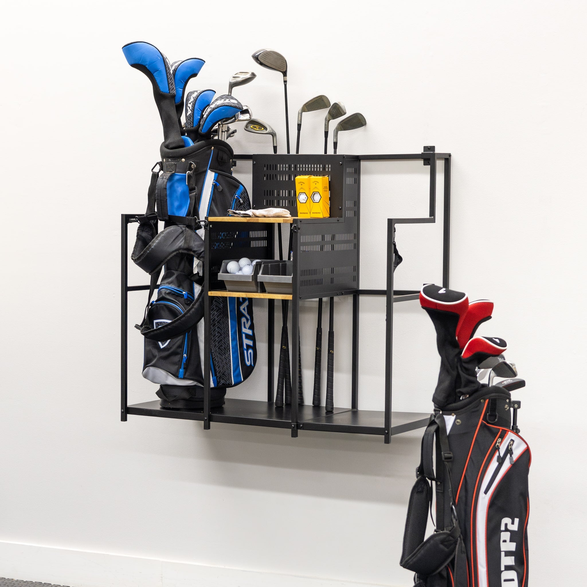 Pinehurst Double Golf Wall Mount, 2 Golf Bag Organizer, Heavy-Duty ...