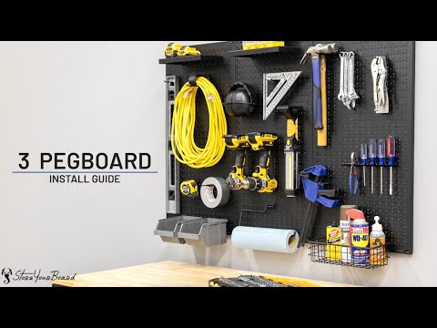 Industrial-Grade Pegboard Tool Storage System with 3 Panels and 14 ...